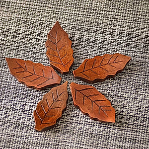 4PCS Natural Wooden Leaf Shape Wooden Chopstick Rest Japanese-Style Chopstick Stand for Home Restaurant Kitchen Table