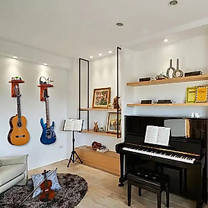 Neboic 2 Pack Guitar Wall Mount, Guitar Hanger with Wood Shelf, Guitar Hook, Guitar Holder for Acoustic Electric Bass Guitar Ukulele Banjo Mandolin