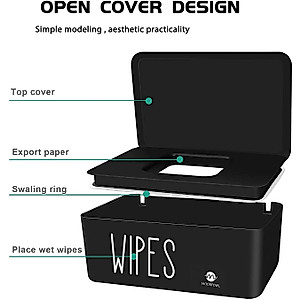 Moorfowl Baby Wipe Dispenser for Bathroom, Upgarde Design(8.2L x 4.9W x 3.9H inches), Minimalist Wipes Holder Container Flushable (Black-New)