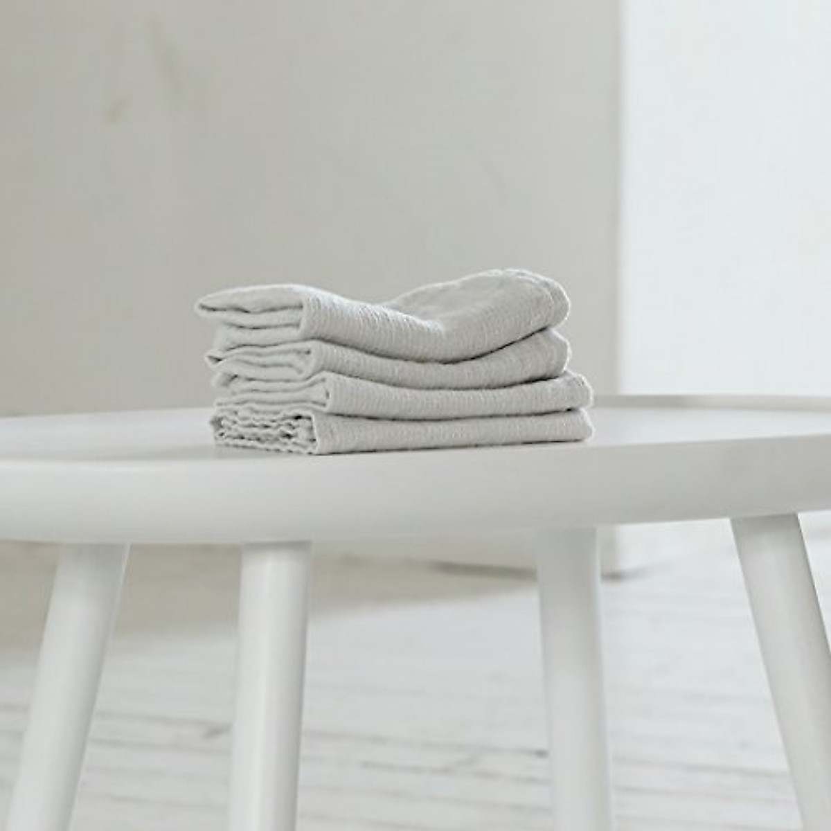 LinenMe Linen Wash Cloths Waffle Silver, 12" x 12"