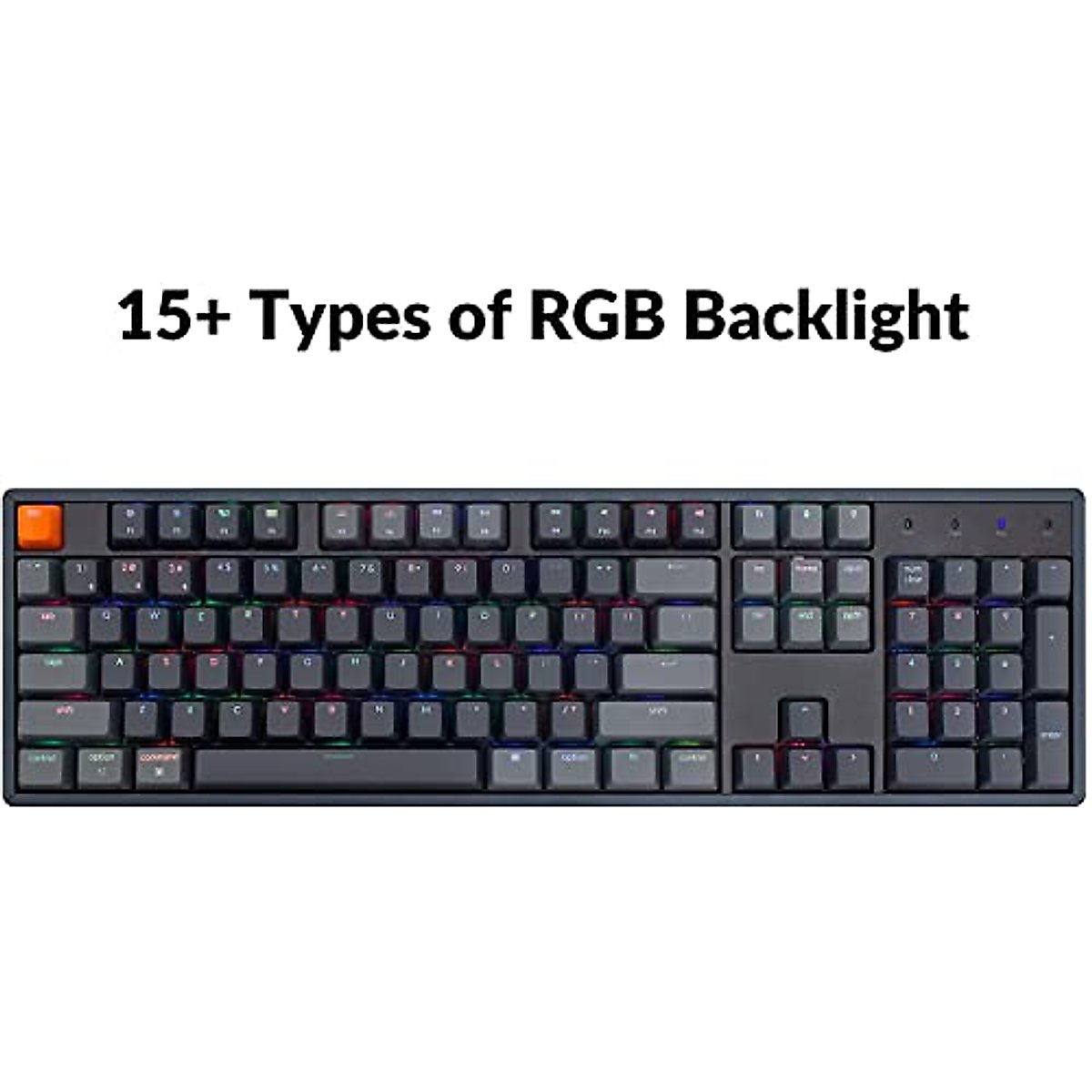 Keychron K10 RGB Full Size Layout Hot-Swappable Mechanical Keyboard for Mac Windows, Multitasking 104-Key Bluetooth Wireless/USB Wired Gaming Keyboard with Gateron G Pro Red Switch Aluminum Frame