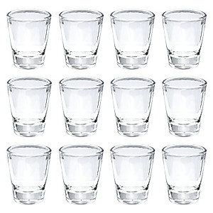 Thirsty Rhino Karan, Round 1.5 oz Shot Glass with Heavy Base, Clear Glass, Set of 4