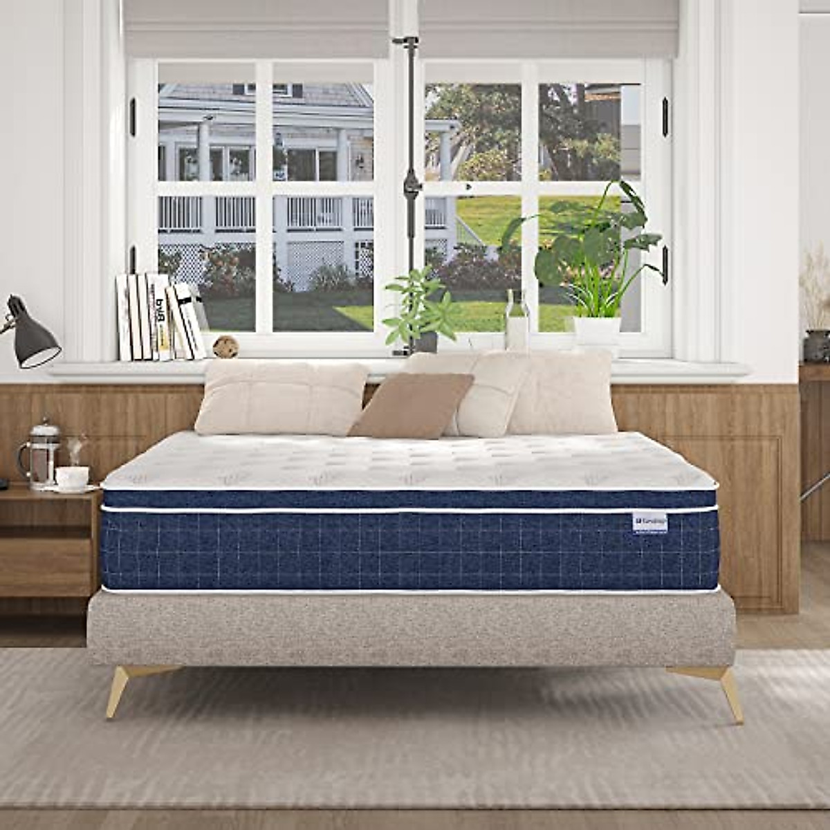 EEN EEN SLEEP Queen Mattress in a Box, 12 Inch Hybrid Mattress Queen Size, Medium Firm Mattress with Foam and Pocket Innerspring, Strong Edge Support, Fits All Bed Frames, CertiPUR-US