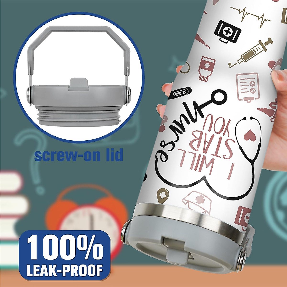 soeufnwhf 30oz Nurse Tumbler Cup with Handle Nurse Travel Coffee Mug, Nurse Nutrition Facts Tumbler, Best Nursing School Gifts, Nursing Graduation Gifts, RN Gifts for Nurses Appreciation Gifts