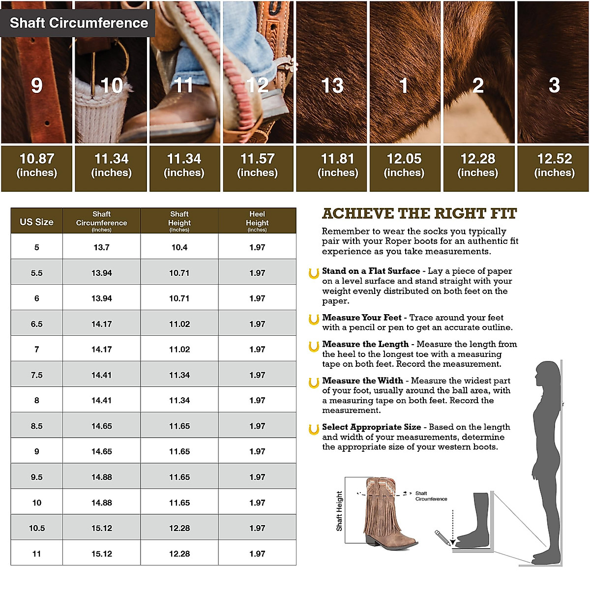 Roper Little Kids Fringes Boot, Brown, 2