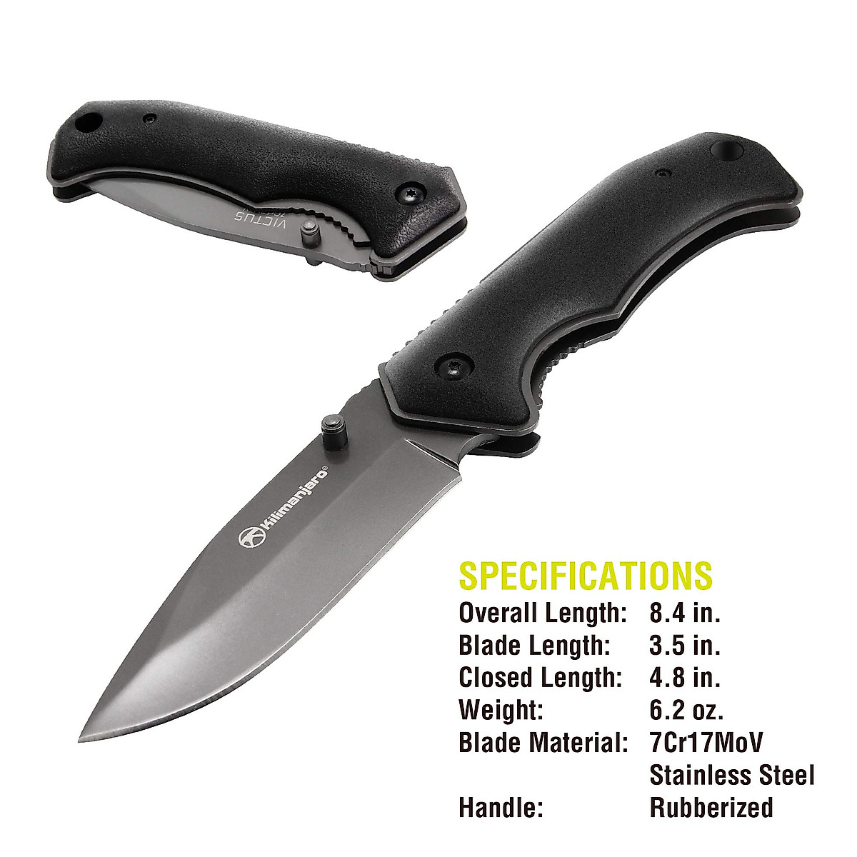 Kilimanjaro 910048 KJ910048 Fixed Blade,Hunting Knife,Outdoor,campingkitchen, One Size, Black