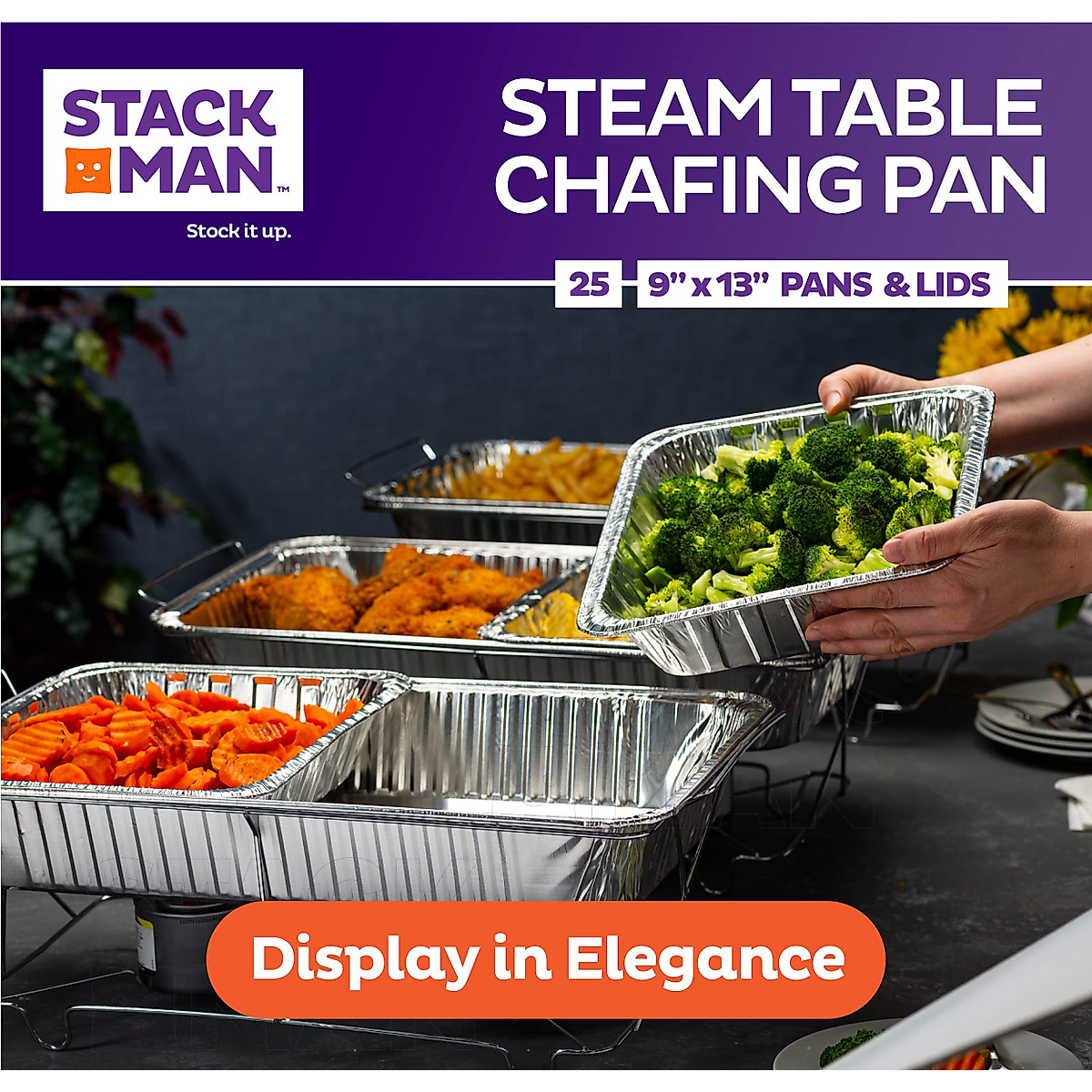 Aluminum Pans with Lids 9x13 Disposable Foil Pans [25-Sets] Heavy-Duty Baking Pans, Half-Size Deep Steam Table Pans with Foil Covers- Tin Foil Pans for Cooking, Baking, Heating, Storing, Food Prepping