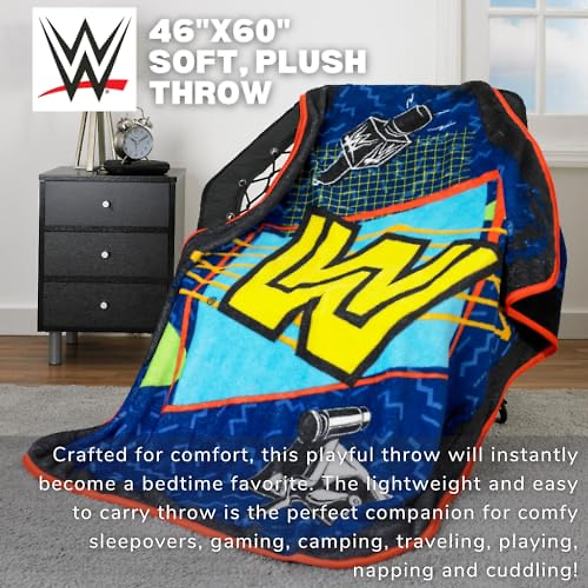 Franco Kids Bedding Soft Plush Micro Raschel Throw, 46 in x 60 in, WWE