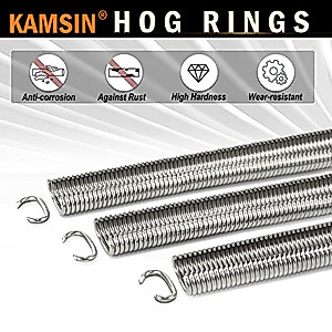 Kamsin 16 Gauge C-Type Hog Ring Staples, 1,000 PCS, Galvanized Steel, 1/2" (12.5mm) Inner Crown, 5/8" (16.9mm) Outside Crown for Pneumatic Hog Ring Gun in Cages Building or Fastening