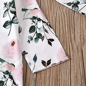 Kislio Newborn Baby Girls Boy Knotted Gown Floral Nightgown Sleeper Gown Swaddle Headband Hat Coming Home Outfit Set Pink