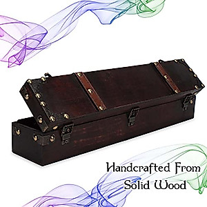 Cottage Garden Witch Wizard Handcrafted Wood Magic Wand Box, 18 inch, Mahogany