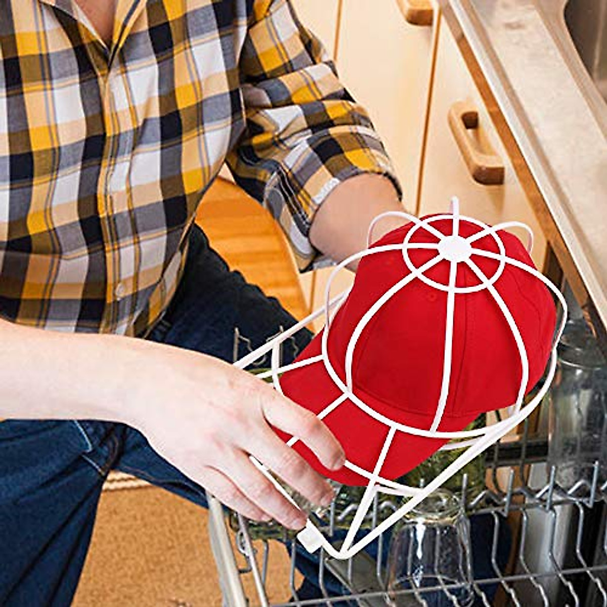 Hat Washer for Baseball Caps,3 Pack Cap Washer for Washing Machine,Dishwasher Hat Rack,Ball Cap Washer Holder Cage,Hat Cleaner Frame for Laundry Machine,Curved/Flat Bill Hat Cleaning Shaper Protector