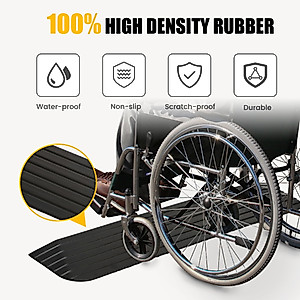 MAGIC UNION 1" Rise Solid Rubber Power Wheelchair Threshold Ramp Doorway