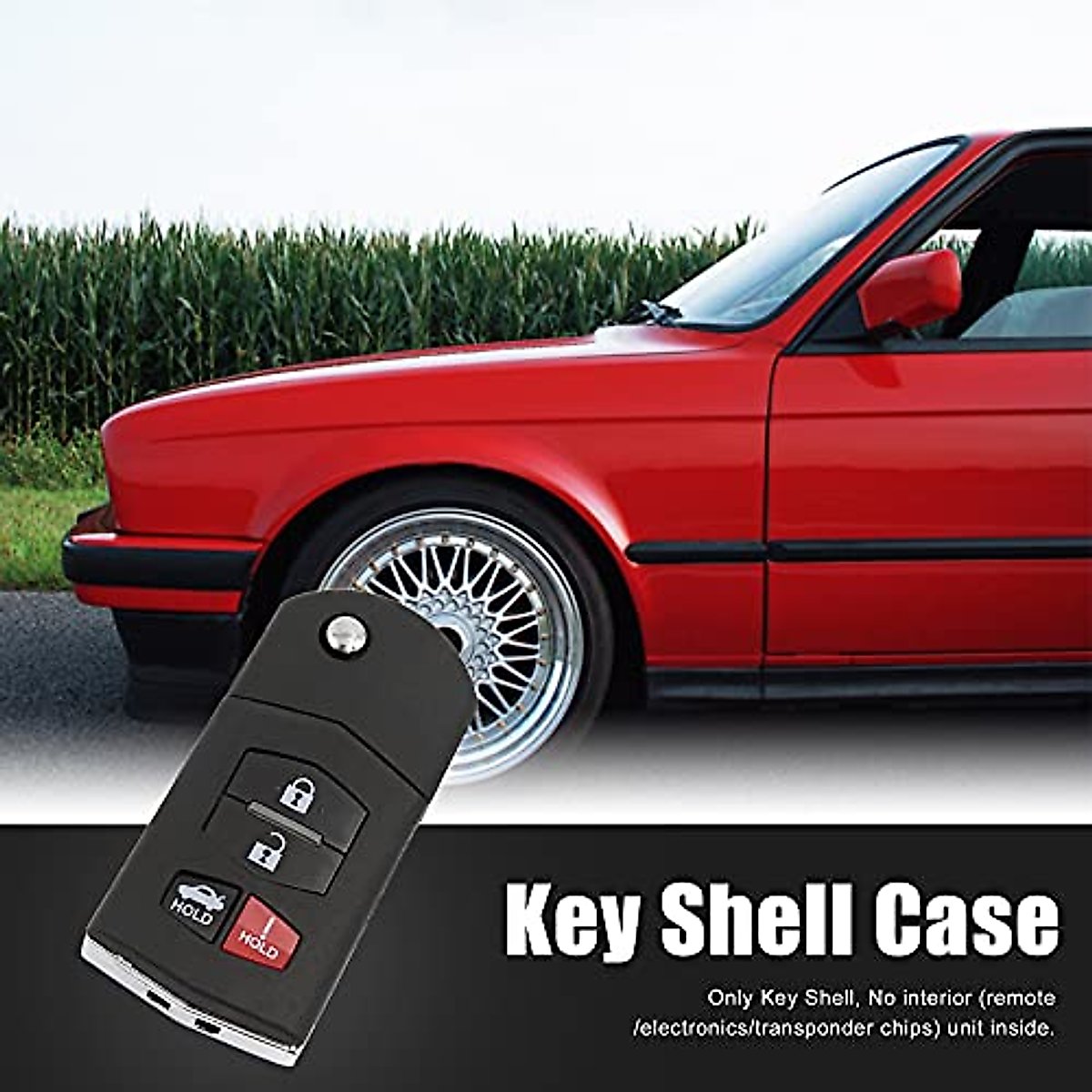 uxcell New Smart Remote Flip Key Fob Shell Case 4 Button for Mazda 3 5 6 RX-8 CX-7 CX-9 2007-2010