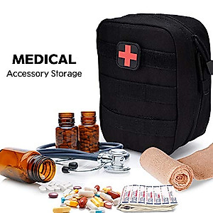 OKJHFD First Aid Kit, First Aid Medical Bag, Multi Pocket Lightweight Med Bag for Outdoor Activities(Black)