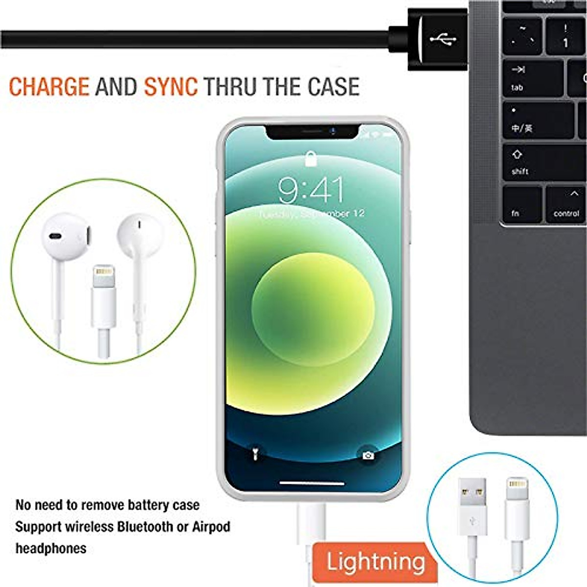 MAXBEAR Battery Case for iPhone 12/12 Pro, Upgraded 7000mAh Slim Portable Protective Charging case Compatible with iPhone 12/12 Pro (6.1 inch) Rechargeable Battery Pack Charger Case (Blue)