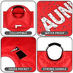 Neatkeep Extra Large Laundry Bags for Heavy-Duty Use with Aluminum Handles, Collapsible Fabric Laundry Basket, Foldable Clothes Bag, (Red)