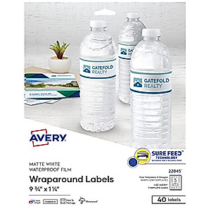 Avery Printable Blank Wraparound Rectangle Labels, 1.25" x 9.75", Matte White, 40 Customizable Labels (22845)