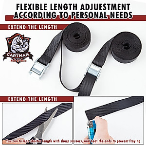 Cartman 1" x 12' Lashing Straps Cargo Tie-Down Strap Up to 600lbs, 6pk in Carry Bag, Black