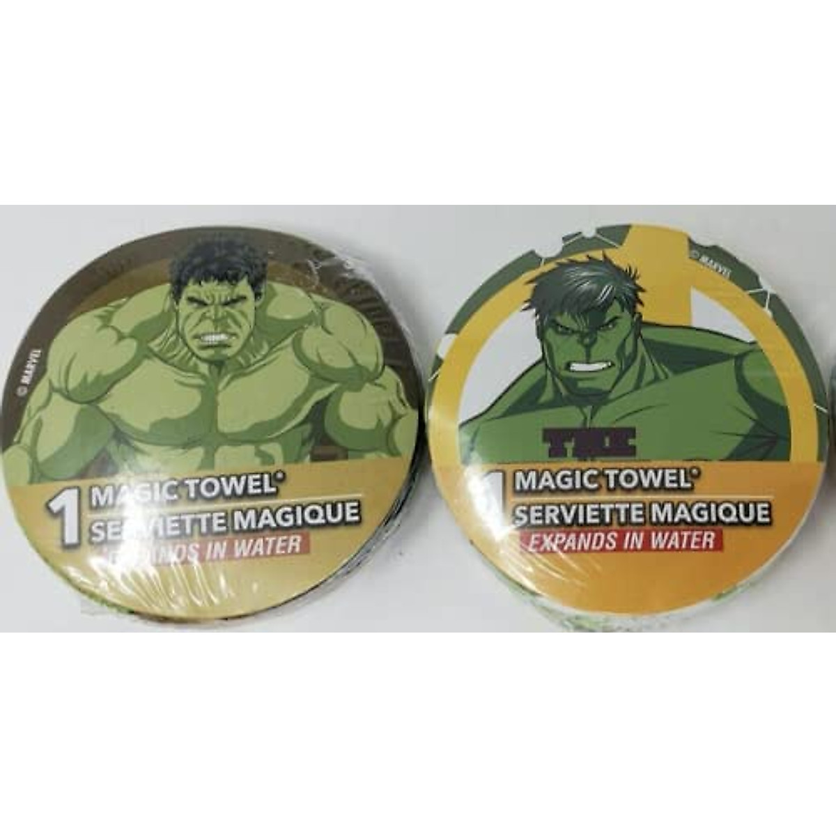 2 Different Incredible Hulk Magic Pop Up Towel Wash Cloths - Varied Designs