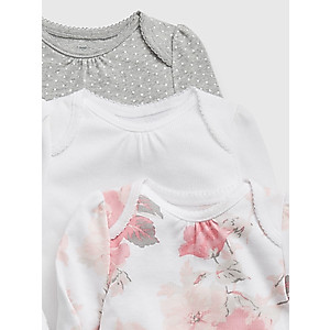 GAP unisex baby First Favourite Long Sleeve Bodysuits, Optic White Floral, 0-3M US