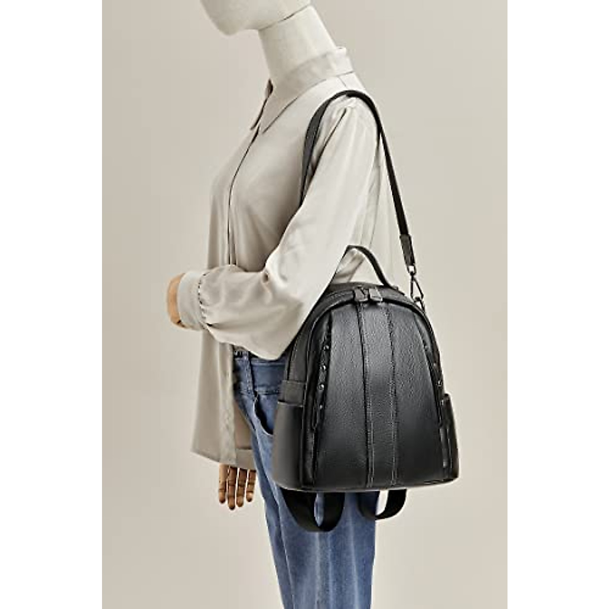 DORIS&JACKY Women Leather Backpack Purse Casual Shoulder Bag Fashion Ladies Satchel Bags (Black.4)