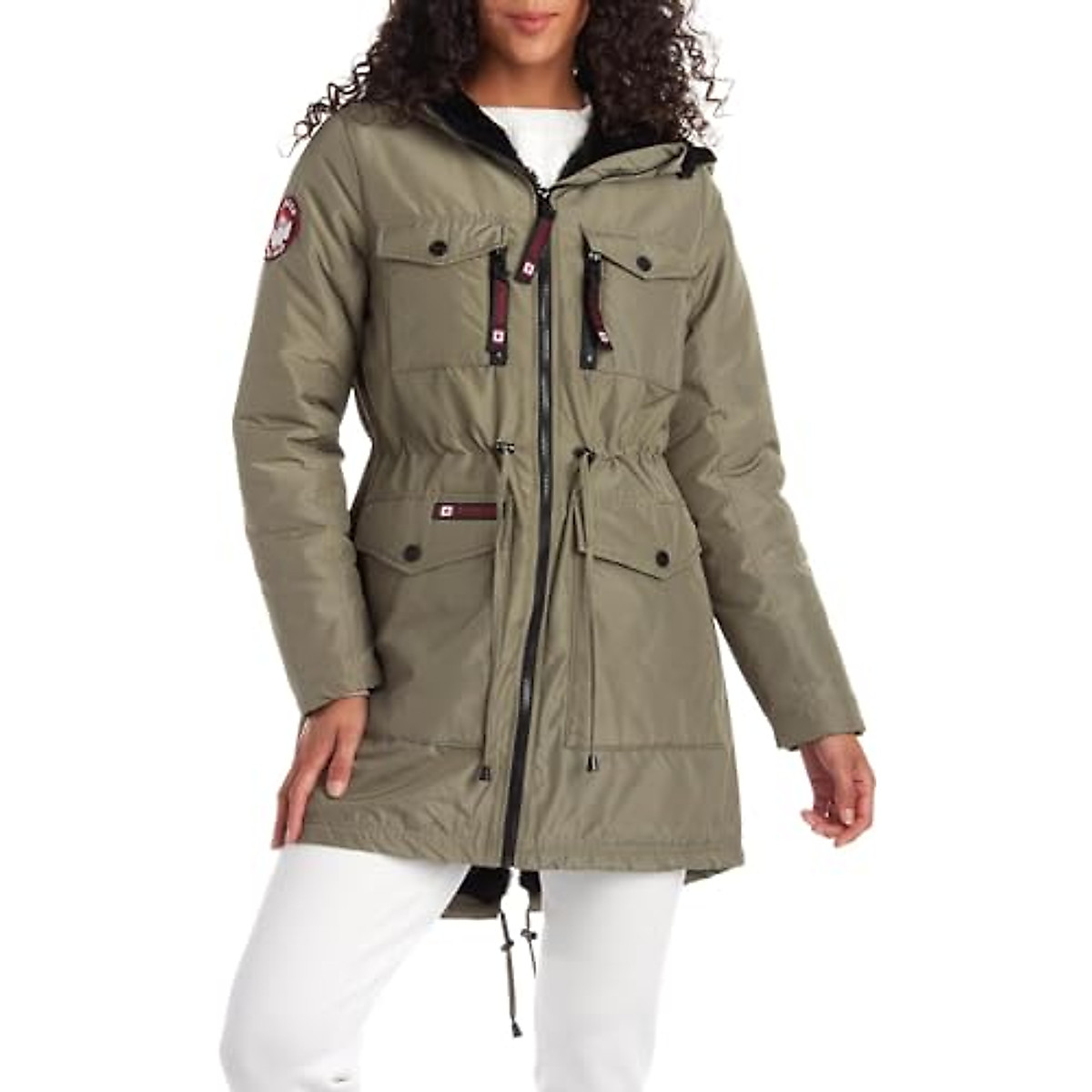 CANADA WEATHER GEAR Women's Winter Coat -Long Length Sherpa Lined Anorak Parka - Outerwear Windbreaker Jacket for Women, S-XL, Size Medium, Sage