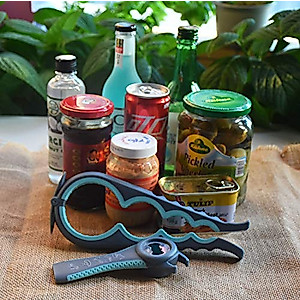 Inaouril Jar Opener Gripper, 5 in 1 Multi Functional Can Opener Bottle Opener Kitchen helper Kit with Silicone Handle Easy to Use for Children, Elderly Weak Hands and Arthritis Sufferers Set of 2