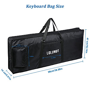 LOLUNUT 61 Key Keyboard Bag Thickened Waterproof Electronic Piano Cover Case for Electronic (Black)