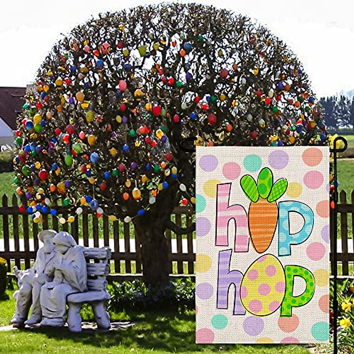 Easter Garden Flag, 12 x 18 Inch Easter Egg Flags Vertical Double Sided Burlap for Your Home Yard Outdoor Farmhouse Easter Decoration DF026