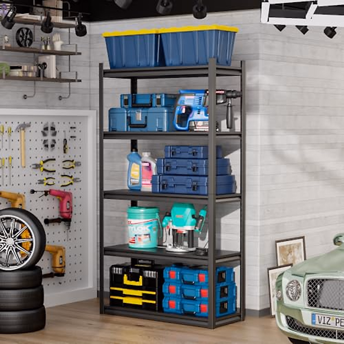 Welfiya 72H Heavy - Duty Shelving: Ultimate for Garage Storage. Sturdy, Durable, Easy - to - use. Ideal for Plastic Bins & Tool Storage in garages, Warehouses & basements. (002, 24D*47W*72H)