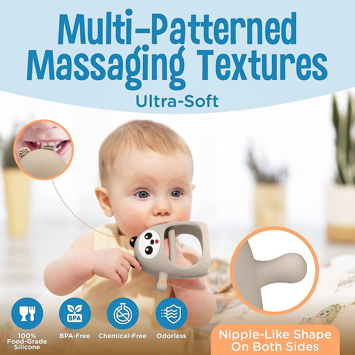 Tetthing Toys for Babies 0-6 Months - Baby Teething Toys - Never Drop Silicone Nipple Like Baby Teether & Infant Toys - Teethers for Babies 0-6 Months - Motor Skill, Gum & Teeth Development