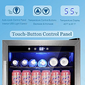 Antarctic Star Beverage 4.4Cu.Ft Refrigerator Cooler -145 Can Mini Fridge Glass Door for Soda Beer or Wine, Small Drink Dispenser, for Home Office or Bar.