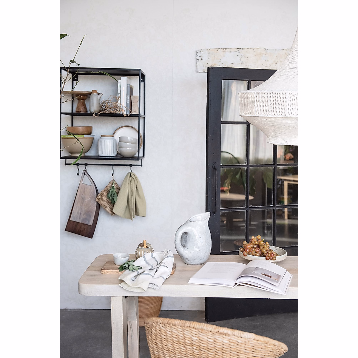 Bloomingville Mango Wood White Enameled Interior, Set of 2 Bowl, 2