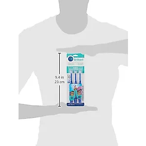 Brilliant Kids Toothbrush, For Kids Ages 5-9 Years Old, Round Brush Head -Soft Bristles, Royal Blue, 3 Count