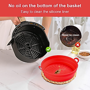 Air Fryer Silicone Liners - Reusable & Foldable Round Airfryer Oven Silicon Basket Instant Pot Liner 8.5 Inch For 5.3QT or Bigger