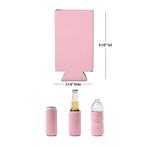 Snertz 8 Pack Slim Pink Blank DIY Sublimation Durable, Foldable , Insulated Neoprene Skinny Beer , Seltzer Can Holder Cooler Sleeve Coolies Fits 12 Oz Cans