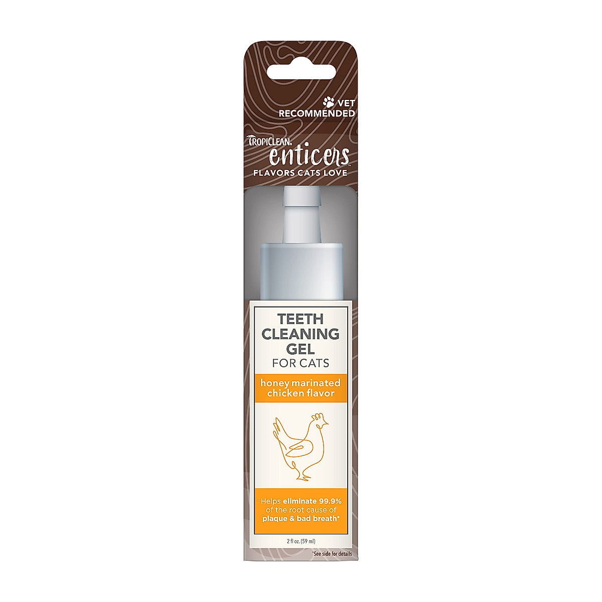 TropiClean Enticers Cat Teeth Cleaning Treat Gel | Honey Chicken Flavored Cat Toothpaste Alternative | 2 oz
