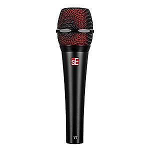 SE Electronics V7 BLACK Studio Grade Handheld Supercardioid Microphone with Shock Mount (Black)