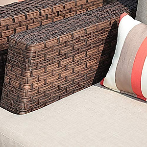 SUNSITT 2-Piece Outdoor Wicker Chairs Patio Furniture Set with Cushions, 2 Throw Pillow and Sofa Cover Included