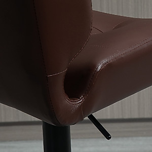 HOMCOM Bar Height Bar Stools Set of 2 with Adjustable Seat, Thick Padded Cushion and Metal Footrest for Home Bar, Brown