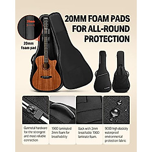 Donner Acoustic Guitar Beginner Full Size 41 Inch Soild Mahogany Top Cutaway Grand Auditorium Adult Starter Bundle Kit with Gig Bag Strap Tuner Capo Pickguard String 4 Picks Cloth Right Hand BLACK