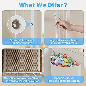 Metal Stuffed Animal Storage Toy Organizer - Kids Toy Storage Organizer with Toy Box, Stuffed Animal Zoo Storage with Bins, Toy Shelf Organizer Storage for Kids Room Playroom Nursery Bedroom (White)