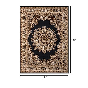 United Weavers Dallas Floral Kirman Area Rug - Black, 8x11, Traditional Indoor Floor Rug with Jute Backing