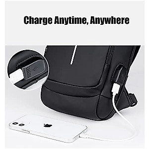 LELEBEAR USB Charging Sport Sling Anti-Theft Shoulder Bag, Sport Crossbody Bags Chest Daypack for Men (Black)