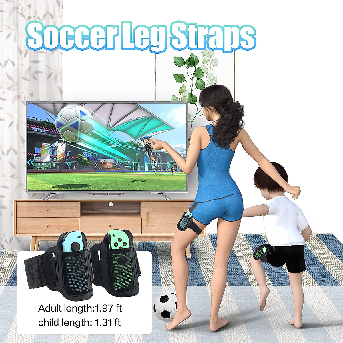 Nintendo Switch Sports Accessories, Nintendo Switch Sports Leg Strap, Switch Wrist Straps, Switch Boxing Grips, Switch Tennis Racket and Switch Golf Club - Blue and Green