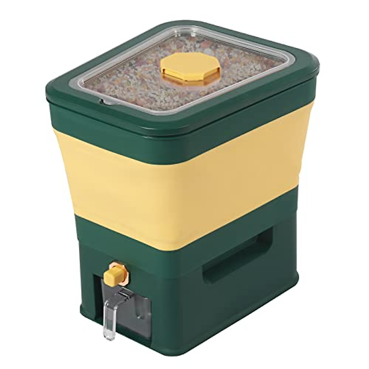 Rice Food Storage Containers, Collapsible 11.6 to 26 Lbs Rice Dispenser with Airtight Locking Lid, Grain Container Food Storage Bin for Kitchen, Dog Pet Cat Flour Sugar Kitchen Pantry Holder