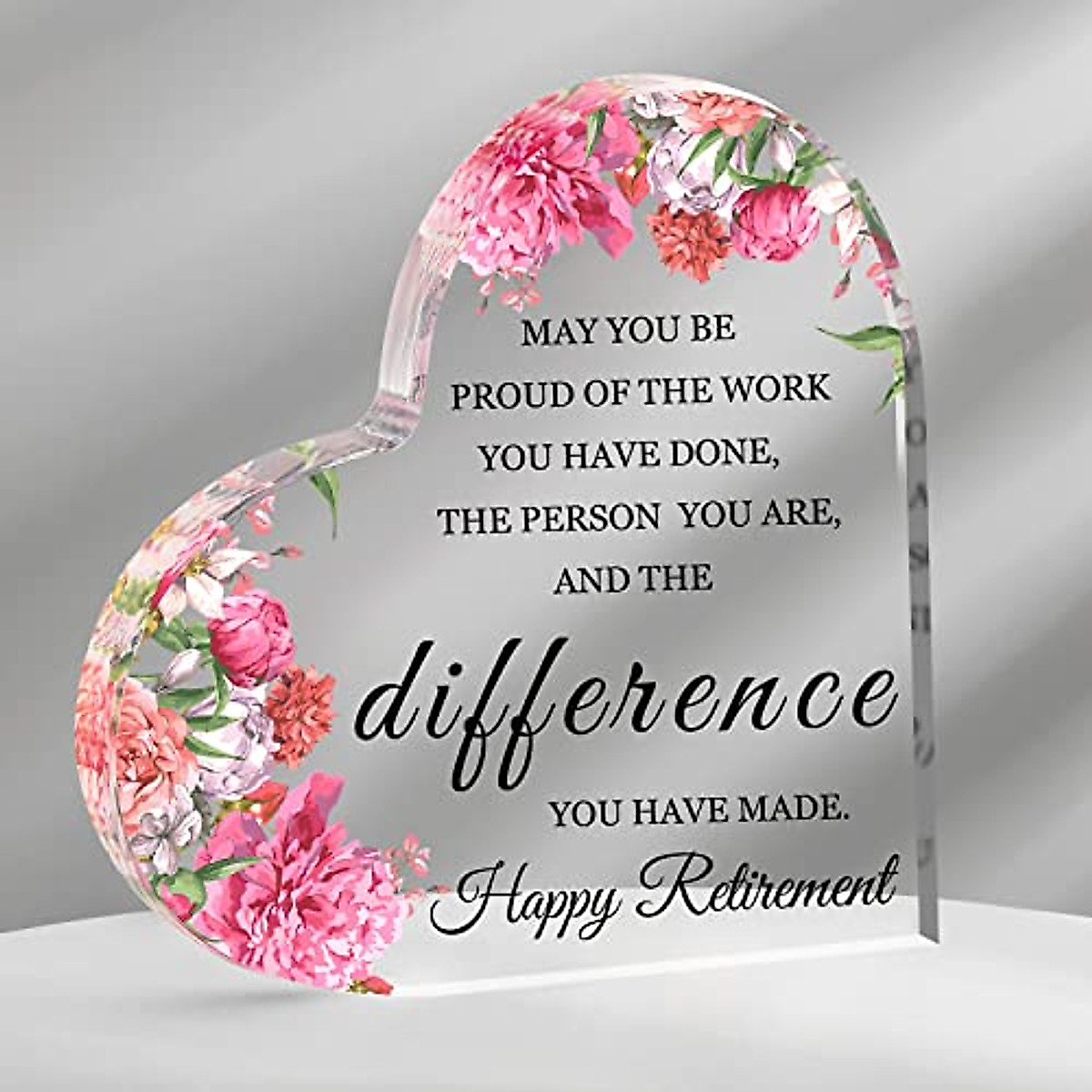 Acrylic Heart Retirement Gifts for Women 2023 Keepsake and Paperweight Retirement Plaque Inspirational Gifts for Retired Table Decoration for Coworker Teachers Nurses Graduation(4 x 4 x 0.4 Inch)