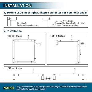Barrina LED Linear Light Connector, L-Shape 9W, Only Work Linear Light Series 5566, Seamless Connection Suspended Linkable Connecter, ETL Listed (Pack of 4)
