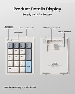 Kisnt Wireless Mechanical Number Pad, Bluetooth 5.0&2.4G Wireless Dual Mode Hot Swappable Numeric Keypad,17 Keys Gasket Numpad, Ten-Key with PBT Keycaps for Laptop/PC/TKL Keyboards(Linear Switch)
